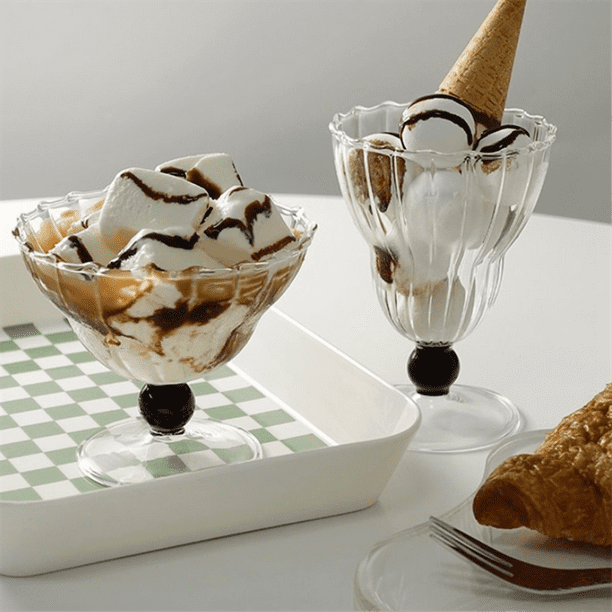 Ins Striped Glass Cup Ripple Latte Coffee Mug Ice Cream Cup Yogurt ...