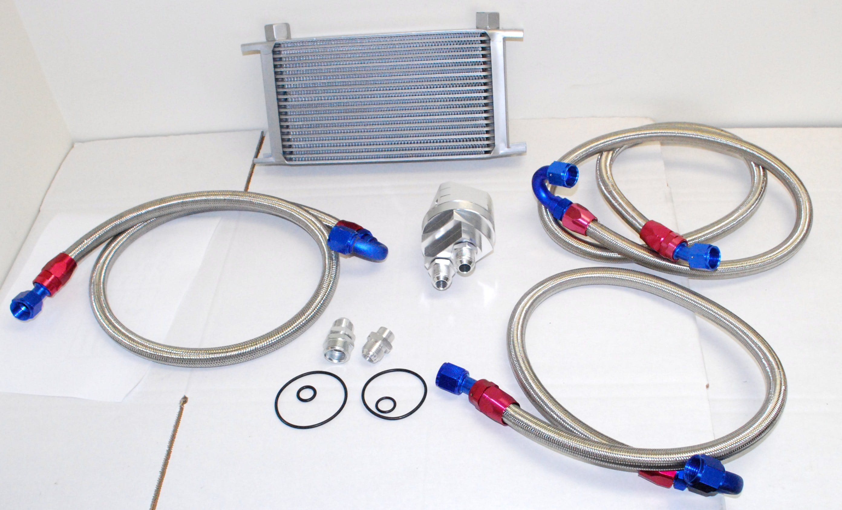 UNIVERSAL 10 Row Oil Cooler Engine Kit+Oil Filter Relocation Kits COMBO ...