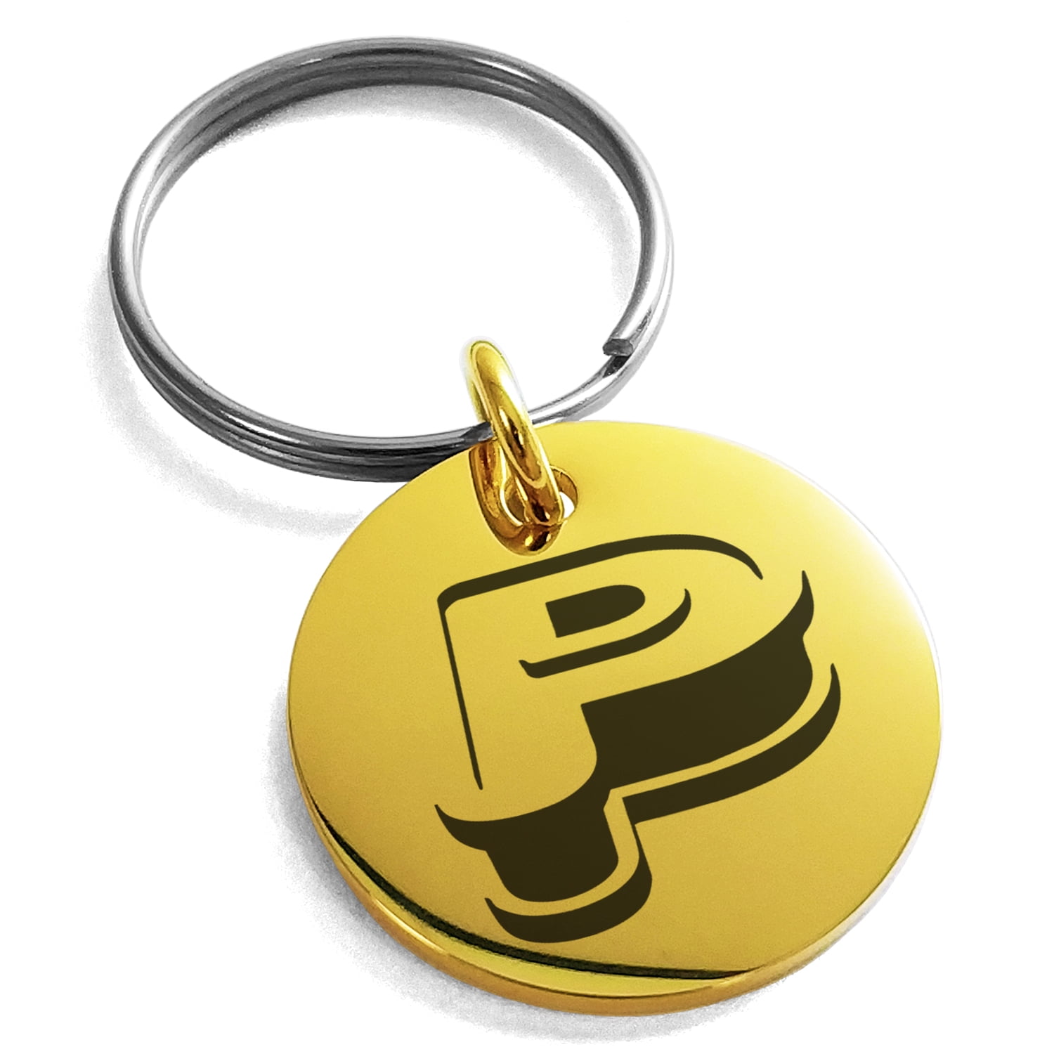 Stainless Steel Letter P Initial 3D Monogram Engraved Small Medallion ...