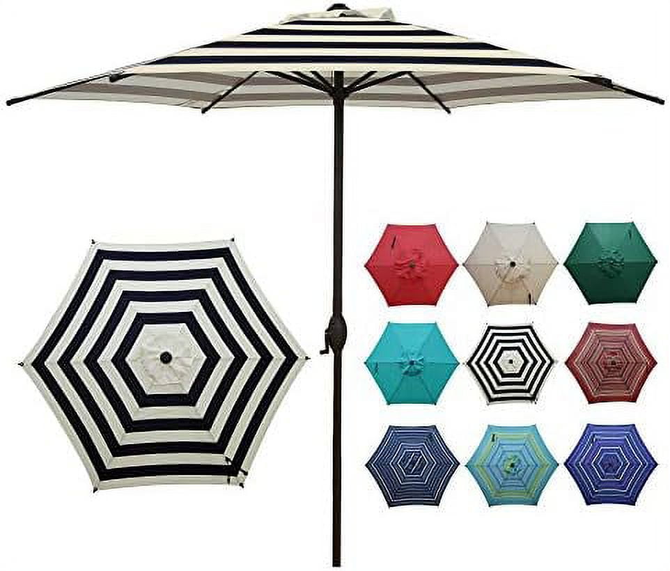 9Ft Striped Umbrella Outdoor Umbrella Market Table Umbrella With Push ...