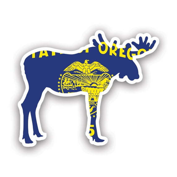 Oregon Moose Shaped Flag Sticker Decal - Self Adhesive Vinyl ...