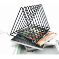 9 Slot Magazine Rack Book Record Holder, Desktop Iron Storage Bookshelf ...