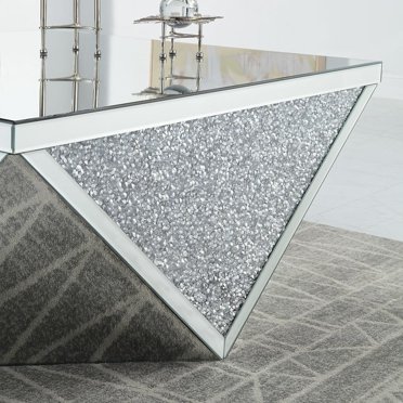 Glam Mirrored Coffee Table with Beautiful Crystal Diamond Accent for ...