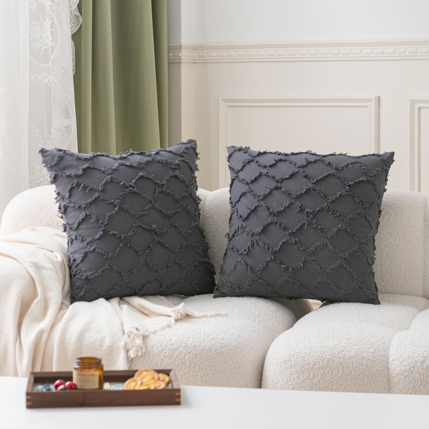 UlikTree Linen Throw Pillow Covers 2 Pack - Cushion Cover for Sofa ...