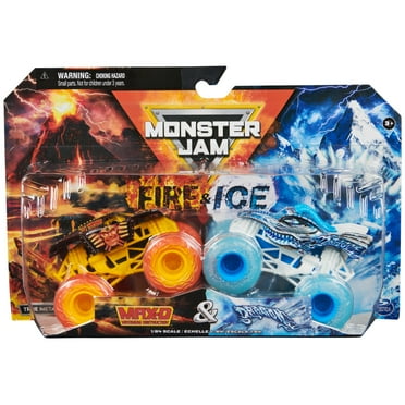 Monster Jam Fire & Ice 1:64 Scale Die-Cast Monster Trucks: Grave Digger ...