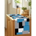 Burlap Table Runner 36 Inches Long, Geometric Color Block Blue Grey ...