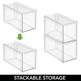 mDesign Plastic Stackable Kitchen Storage Organizer with Drawer - 4 ...