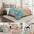 68x98in Quilt Bedding Set, Spring Colorful Plaid on Linen Texture ...