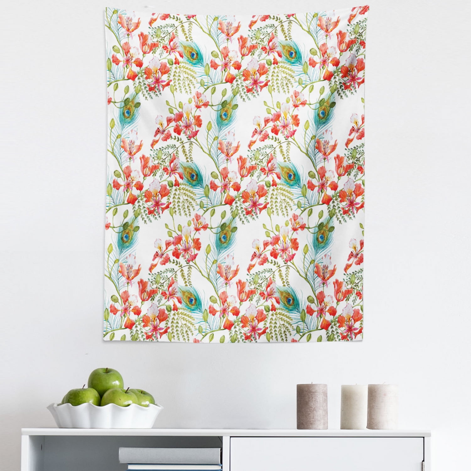 Spring Tapestry, Peacock Feather Petunia Blossom Field Seasonal Blush ...