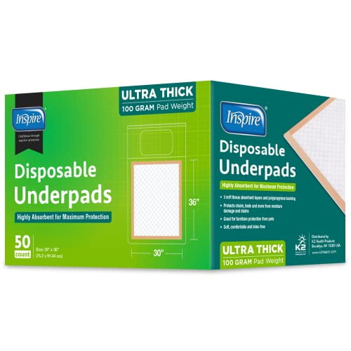 Buy Inspire Absorbent Bed Pads for Incontinence Disposable XL 30 x 36 ...