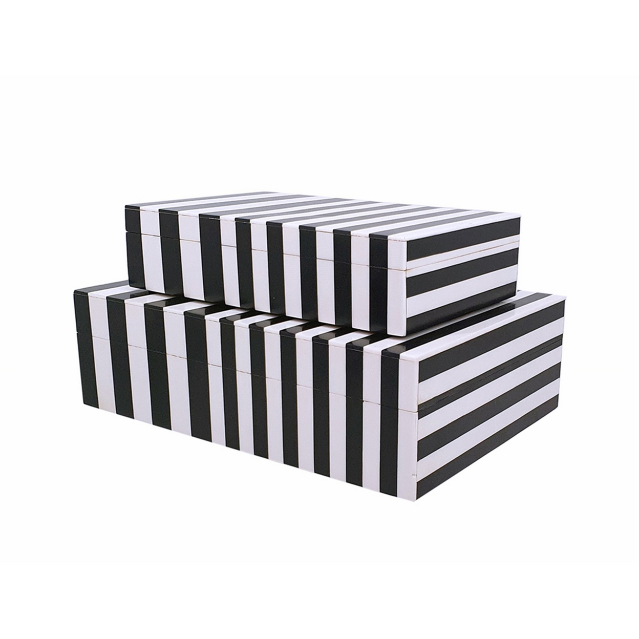 Anya Set of 2 Accessory Boxes, Multipurpose Lidded Storage, Black White ...
