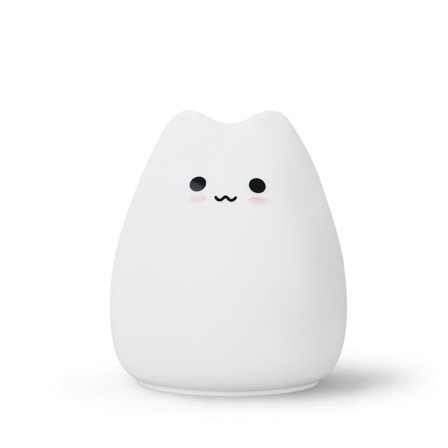 Mulanimo Mini Cute Cartoon Cat Shaped Pat Light Lamp Soft Silicone ...