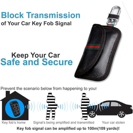 2 Pack Faraday Bag for Car Key Fob, Genuine Leather Car Key RFID Signal ...