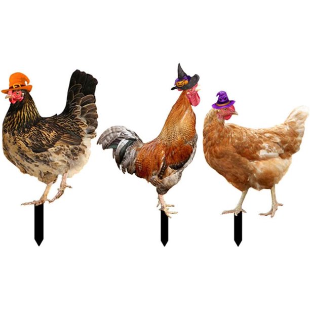 3 Piece Acrylic Lawn Chicken Yard Art Garden Pin Chicken Silhouette ...
