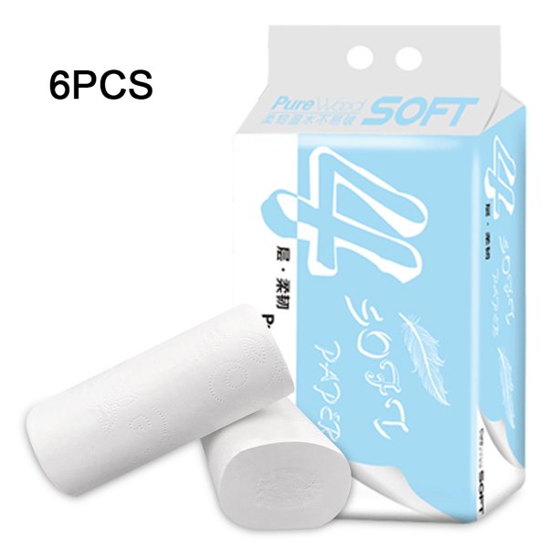 6 Roll 4 Layers Native Wood Pulp Toilet Tissues Household Strong Water ...
