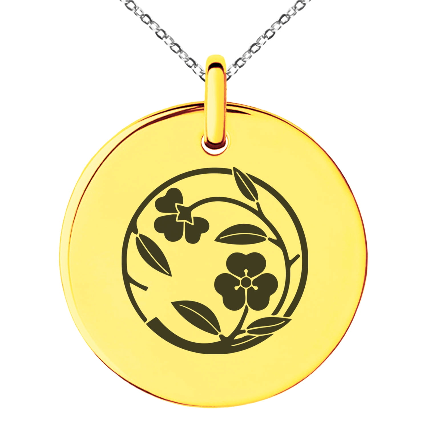 Stainless Steel Kawari Katabami Edamaru Kamon Crest Engraved Small ...