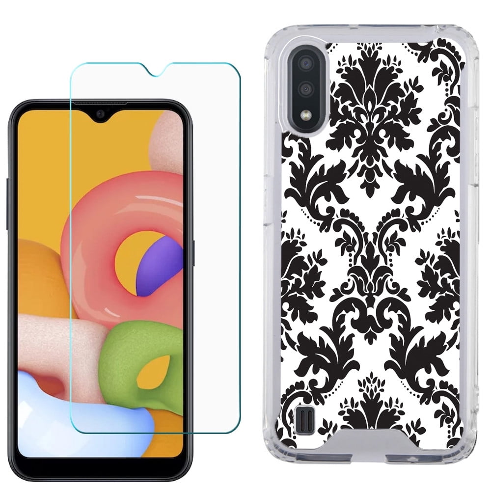 For Samsung Galaxy A01 Case, Hybrid Bumper Phone Case with Tempered ...