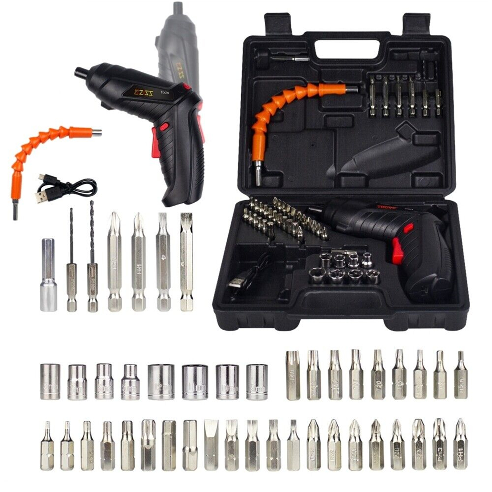 Tookss 48 In 1 Cordless Electric Screwdriver Rechargeable Ergonomically ...