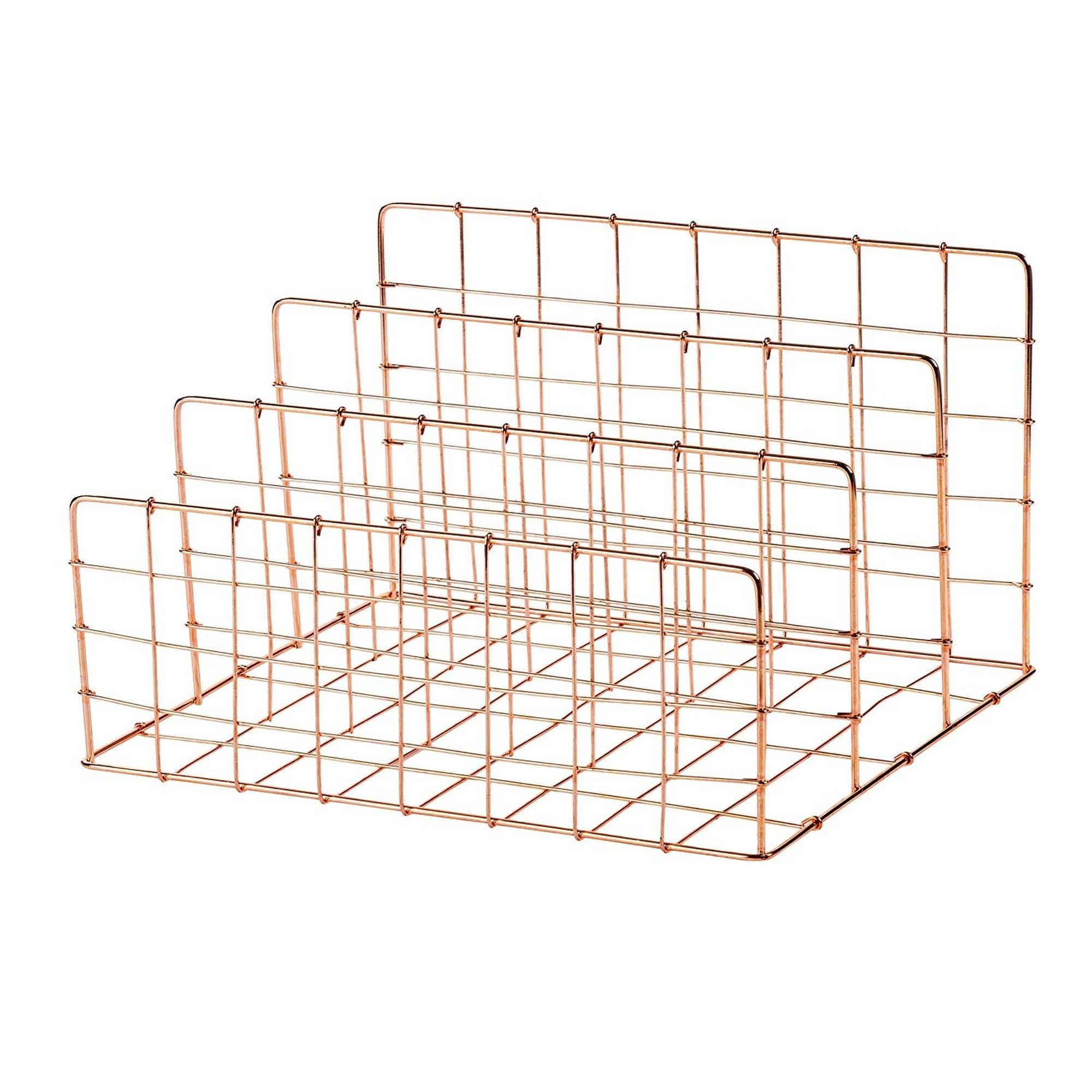 Desktop File Organizer - 3 Vertical Compartments Wire Metal Mesh ...