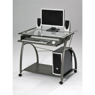 TMS Connection Computer Writing Desk, Natural with Black Metal Legs ...