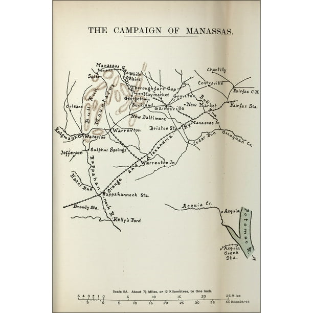 24"x36" Gallery Poster, American Civil War map Campaign of Manassas ...
