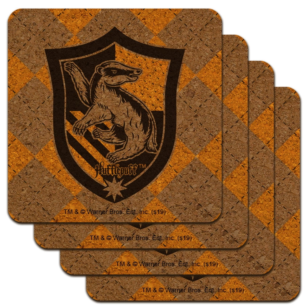 Harry Potter Hufflepuff Plaid Sigil Low Profile Novelty Cork Coaster ...