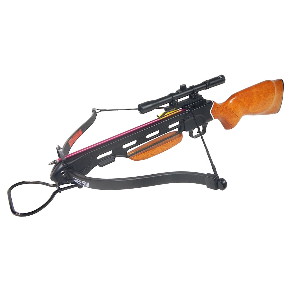 150 lb Black / Wood / Camouflage Hunting Crossbow Archery Bow + 4x20 ...