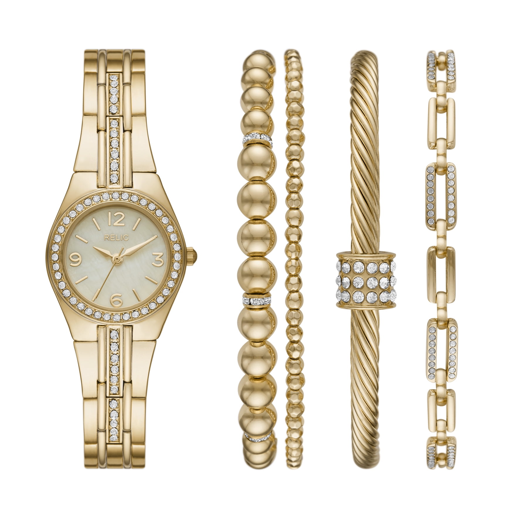 Relic by Fossil Womens Queen's Court Gold Metal Watch with Crystal ...