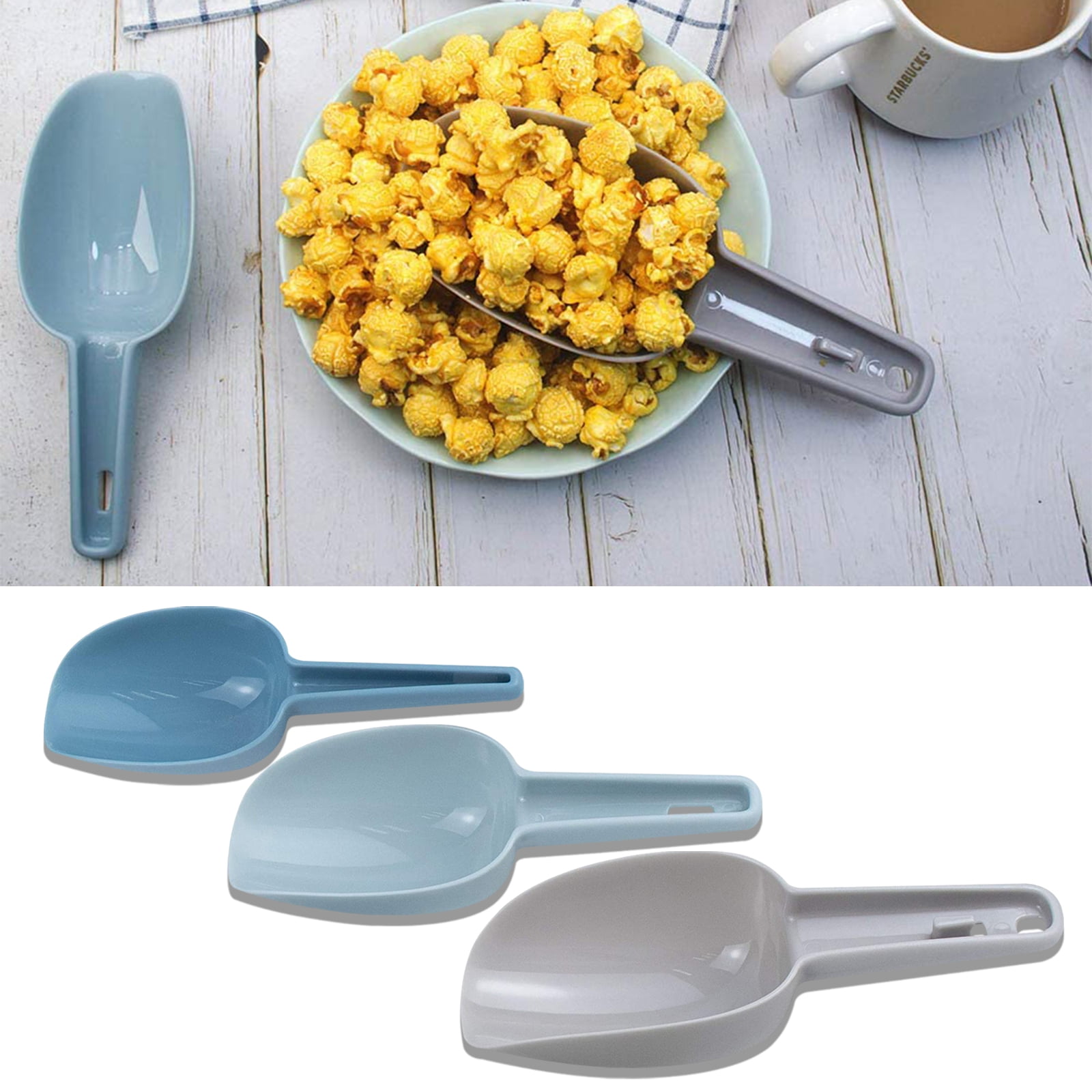 Flour Scoop Set of 3, Plastic Ice Scoops, Kitchen Scoop Bar Scooper for ...