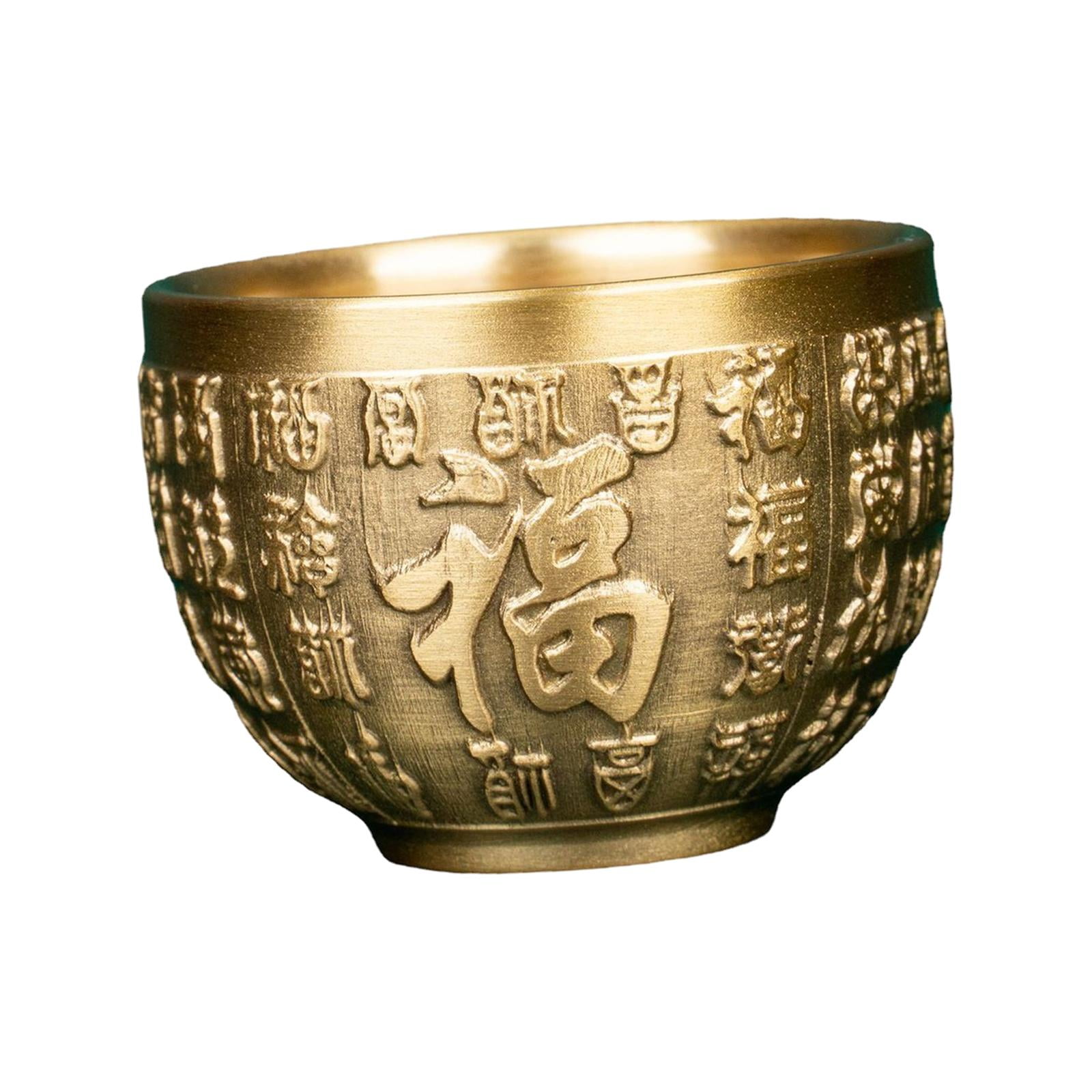 Brass Cylinder Ornament Accent Rice Vat Sculpture Bowl Figurine Art ...