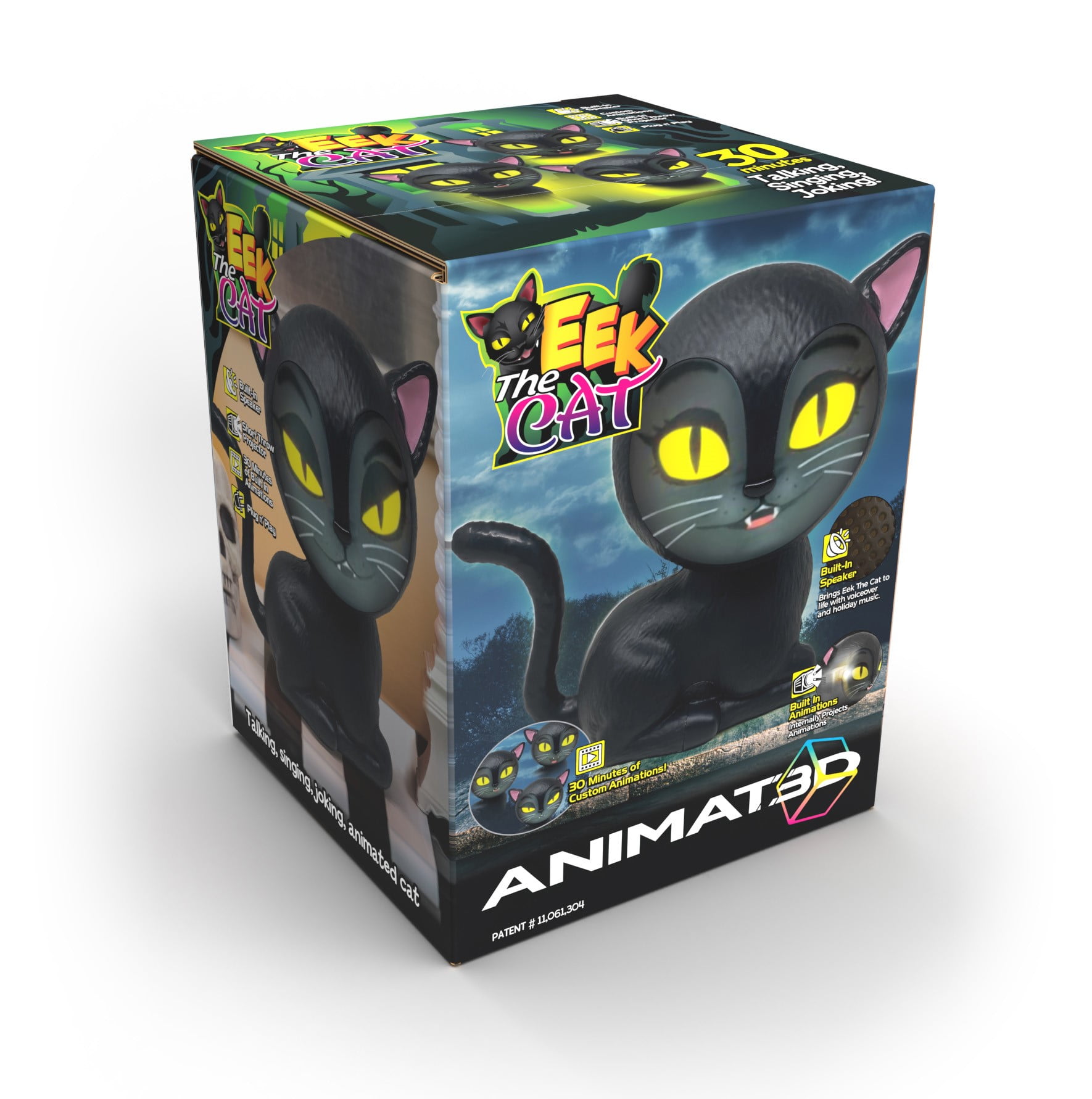 ANIMAT3D Eek The Cat Talking Animated Black Cat with Built in Projector ...
