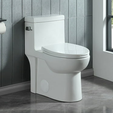 Small one Piece Toilet Short Compact Bathroom Tiny Mini Commode Water ...