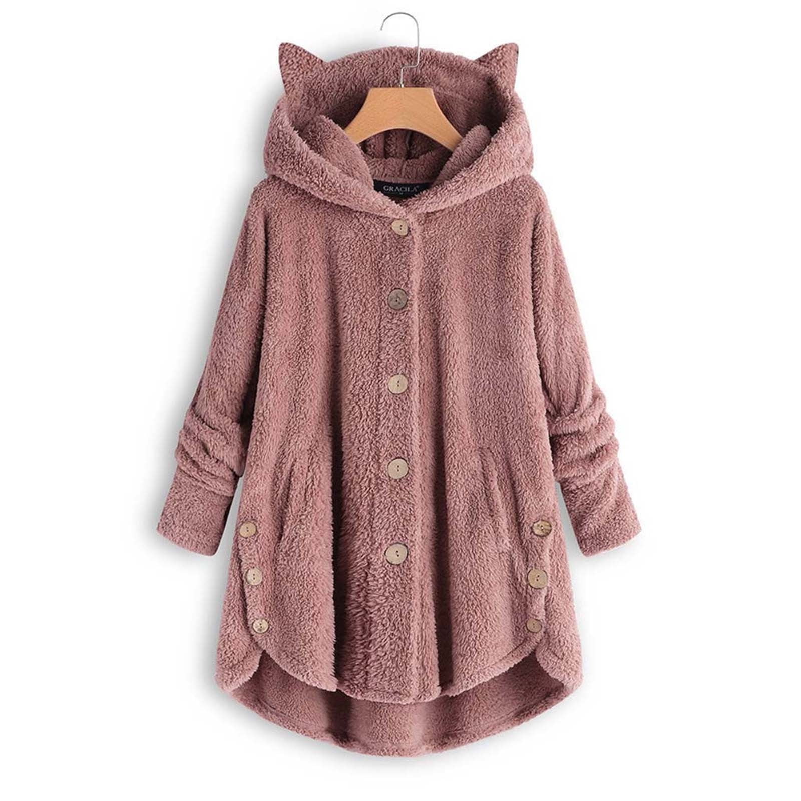 DPTALR Cardigan à Capuche Boutonné pour Femmes Oreilles de Chat ...