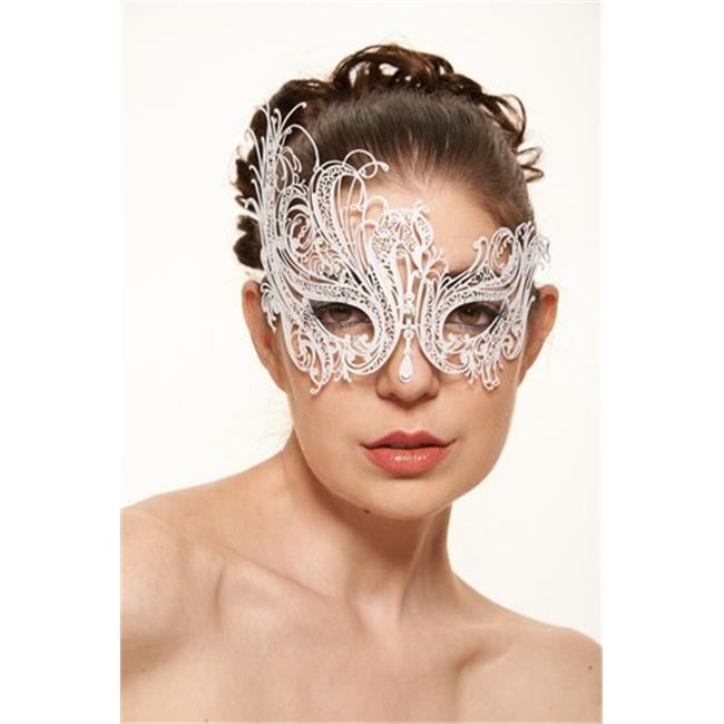 White with Clear Rhinestones Swirly Majestic Swan Masquerade Mask - One ...