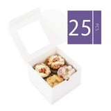 PKGSMART 25 Count White Treat Boxes with Window, 5x5x3.5 inches, Cake ...
