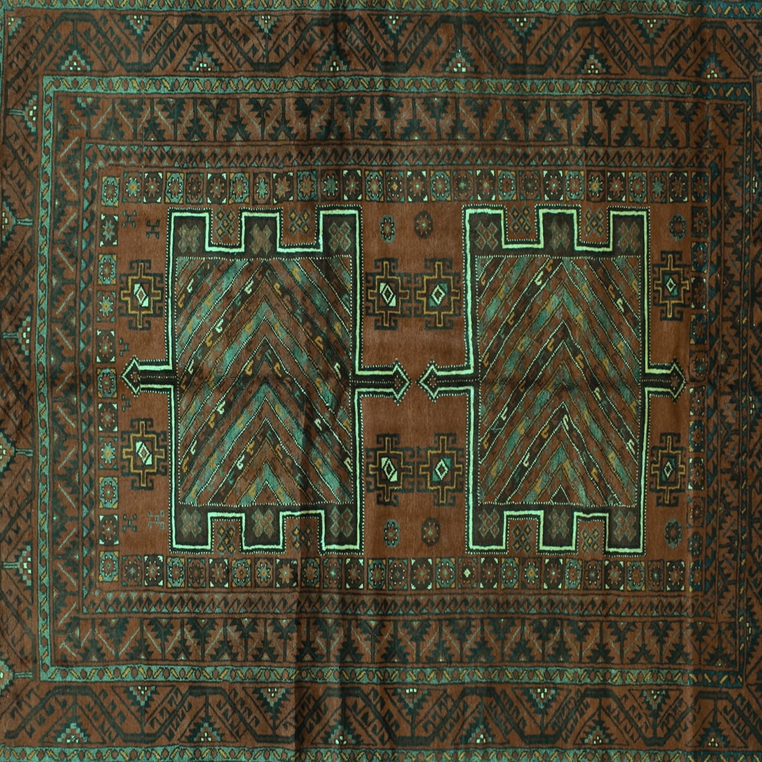 Ahgly Company Indoor Square Persian Turquoise Blue Traditional Area ...