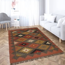 Kilim Wool Jute Rug – Handwoven Southwestern Area Rug with Tribal ...