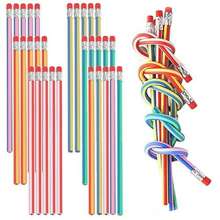 Flexible Bendy Pencil, 30 PCS Flexible Soft Pencil Colorful Stripe Soft ...