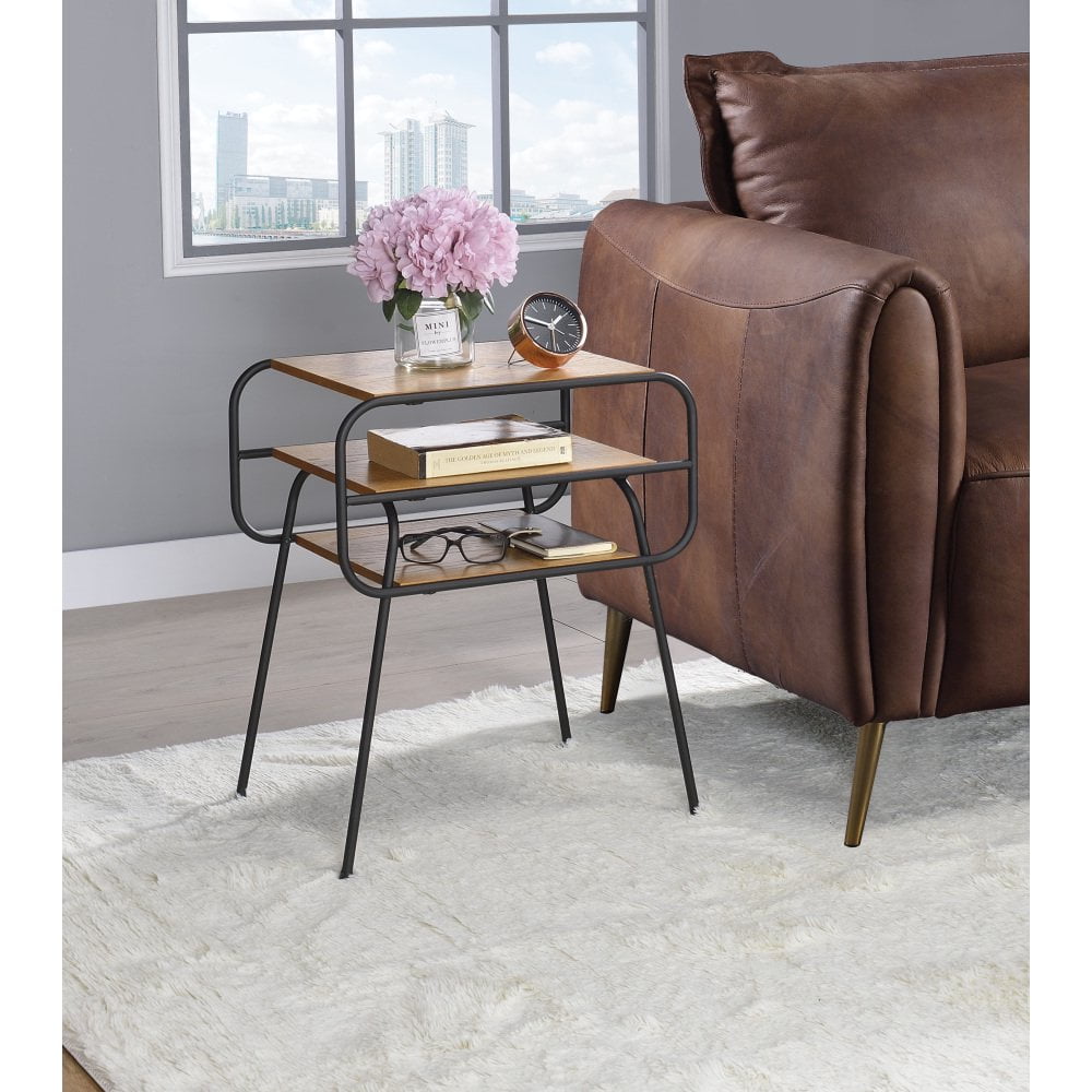 Hassch Industrial End Table Unique 3-Tiers Sofa Side Table with Metal ...