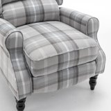 Upholstered Wingback Recliner Chair, Plaid Recliner Chair Armchair ...