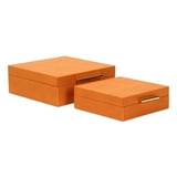 Contemporary Home Living Faux Shagreen Storage Box Set - 10.5" - Orange ...