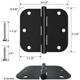 3 Pack 3.5 Inch Matte Black Rounded Door Hinges with 5/8" Radius for ...