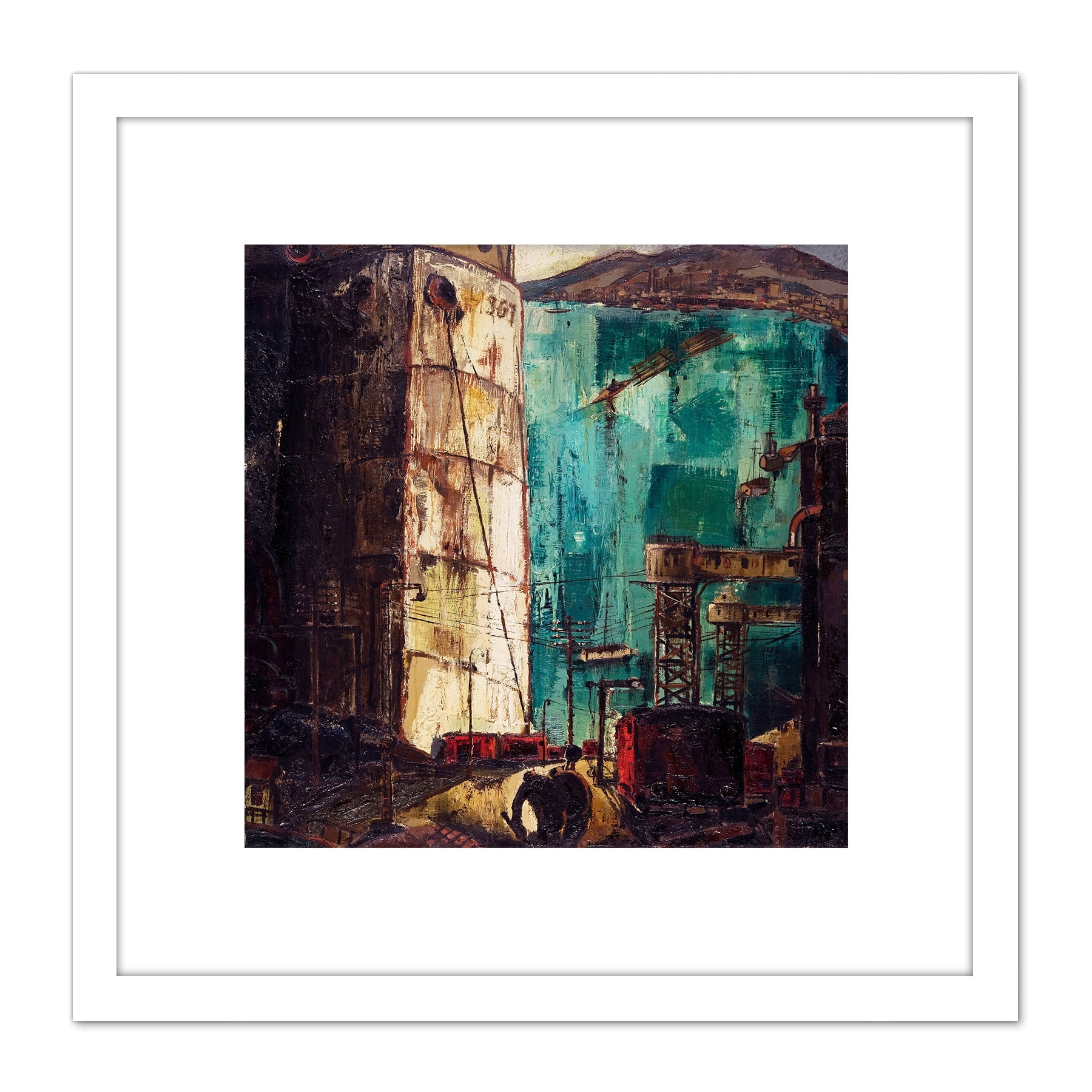 Karlis Padegs The Port The Dock 8X8 Inch Square Wooden Framed Wall Art ...
