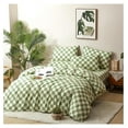 Green and White Comforter Set Queen Plaid Sage Green Buffalo Checkered ...