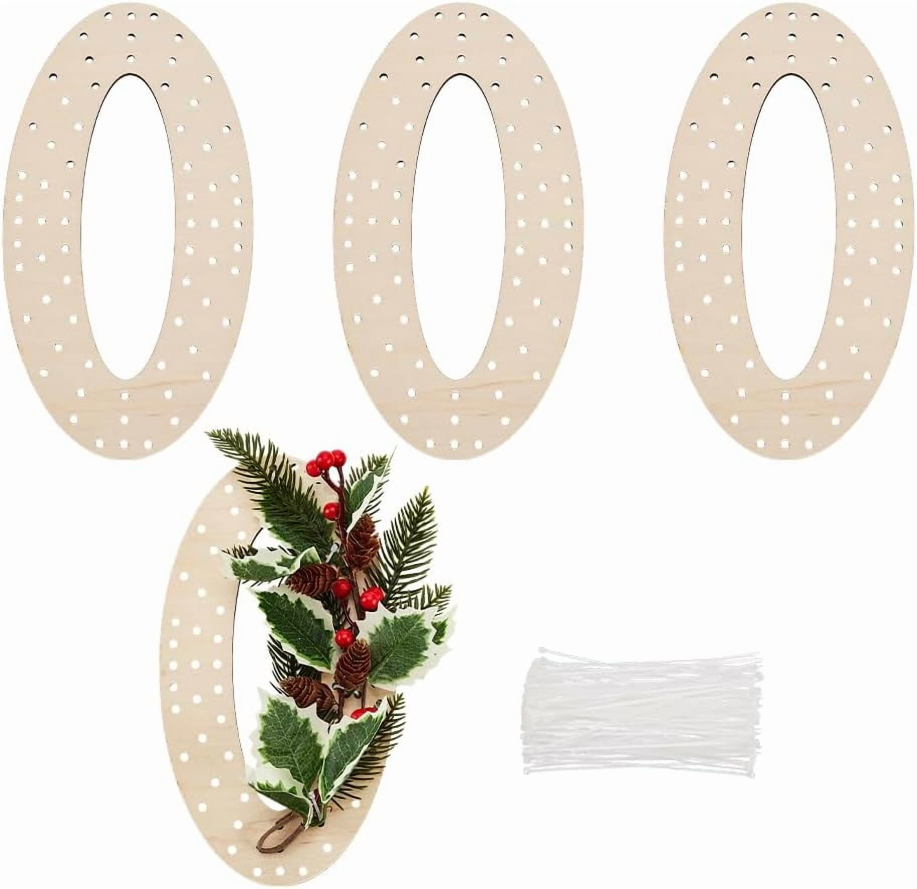 4 PCS Wood Wreath Boards 11.8x6.3inch Oval Wreath Boards with Nylon ...