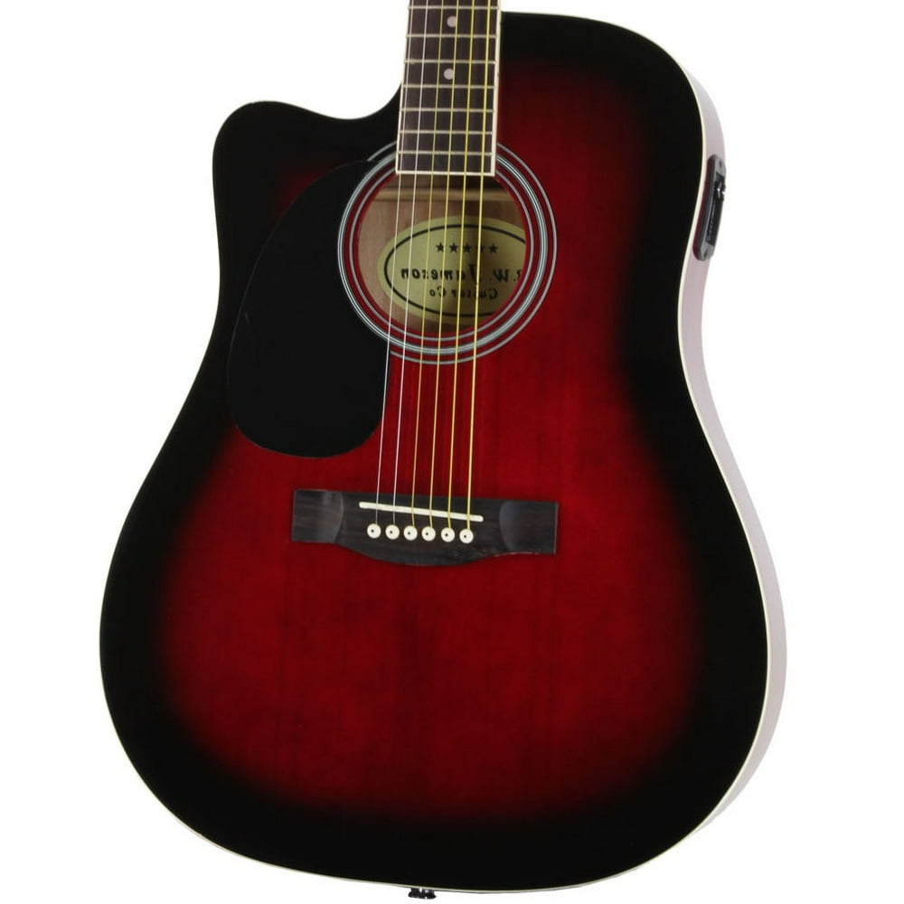 Jameson Guitars Red Left Handed Thinline Full Size Acoustic Electric ...