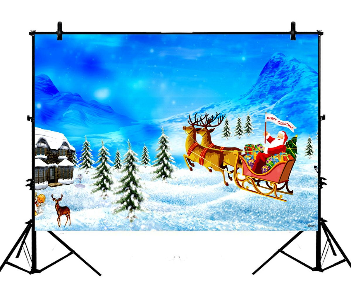 ZKGK 7x5ft Merry Christmas Santa Claus Polyester Photography Backdrop ...
