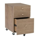 Linon Sway Wood File Cabinet with 3 Drawers Rolling Castors in Natural ...