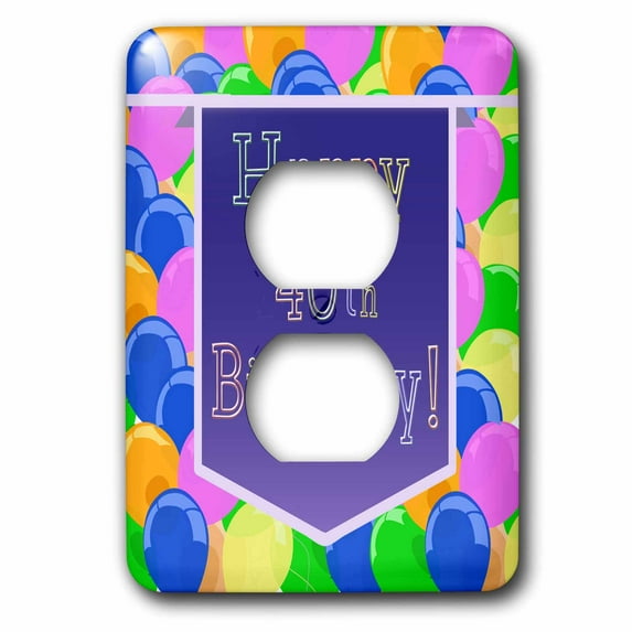 Balloons with Purple Banner Happy 40th Birthday 2 plug outlet cover lsp ...