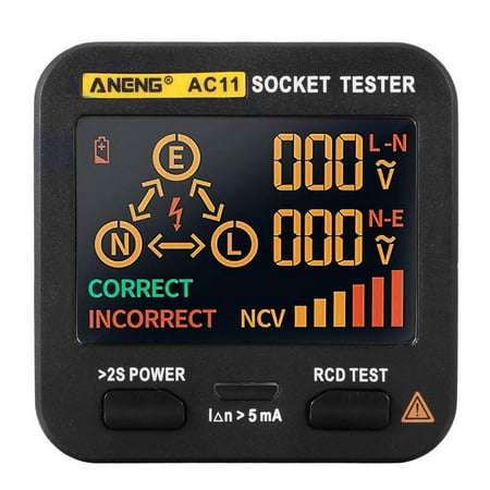 ruzhgo AC11 RCD Tester Portable Leakage Detector Safe Neutral Ground ...